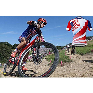 USA Cycling Jerseys Men, USA Flags Bicycle Shirts Summer Riding Tops Quick Dry Bicycle Jersey S-3XL