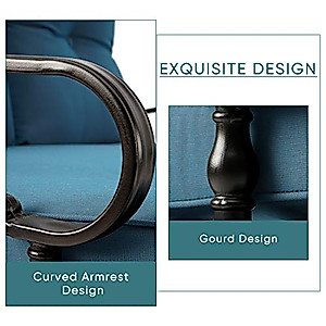 SUNCROWN Outdoor Metal Patio Dining Chair Set of 2, All-Weather Bistro Seating Chairs, Steel Frame Armrest Chairs with Thick Cushion - Blue