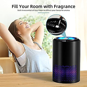 POMORON Air Purifiers, Air Purifier for Bedroom HEPA Air Filter for Smoke Pollen Dander Hair 22dB Quiet Air Cleaner for Home, Bedroom, Living Room, Kitchen - Black