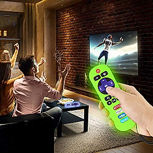 [2 Pack] Remote Case for TCL Roku RC280 Remote, Alquar Lightweight Anti Slip Shockproof Silicone Protective Case Cover Compatible with TCL Roku RC280 Remote - with Lanyard (Glow Green+Glow Blue)