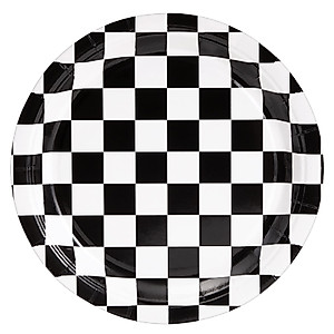 Juvale 144 Piece Race Car Birthday Party Supplies with Checkered Flag Plates, Napkins, Cups, and Cutlery (Serves 24)