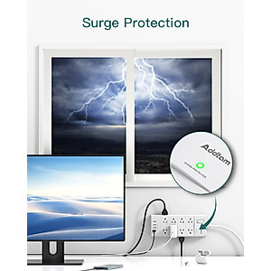 Power Strip Surge Protector - Addtam 16 Outlets(4-Side) and 4 USB Ports 5 Ft Flat Plug Extension Cord, Overload Surge Protection Outlet Strip, Wall Mount for Home, Office and More