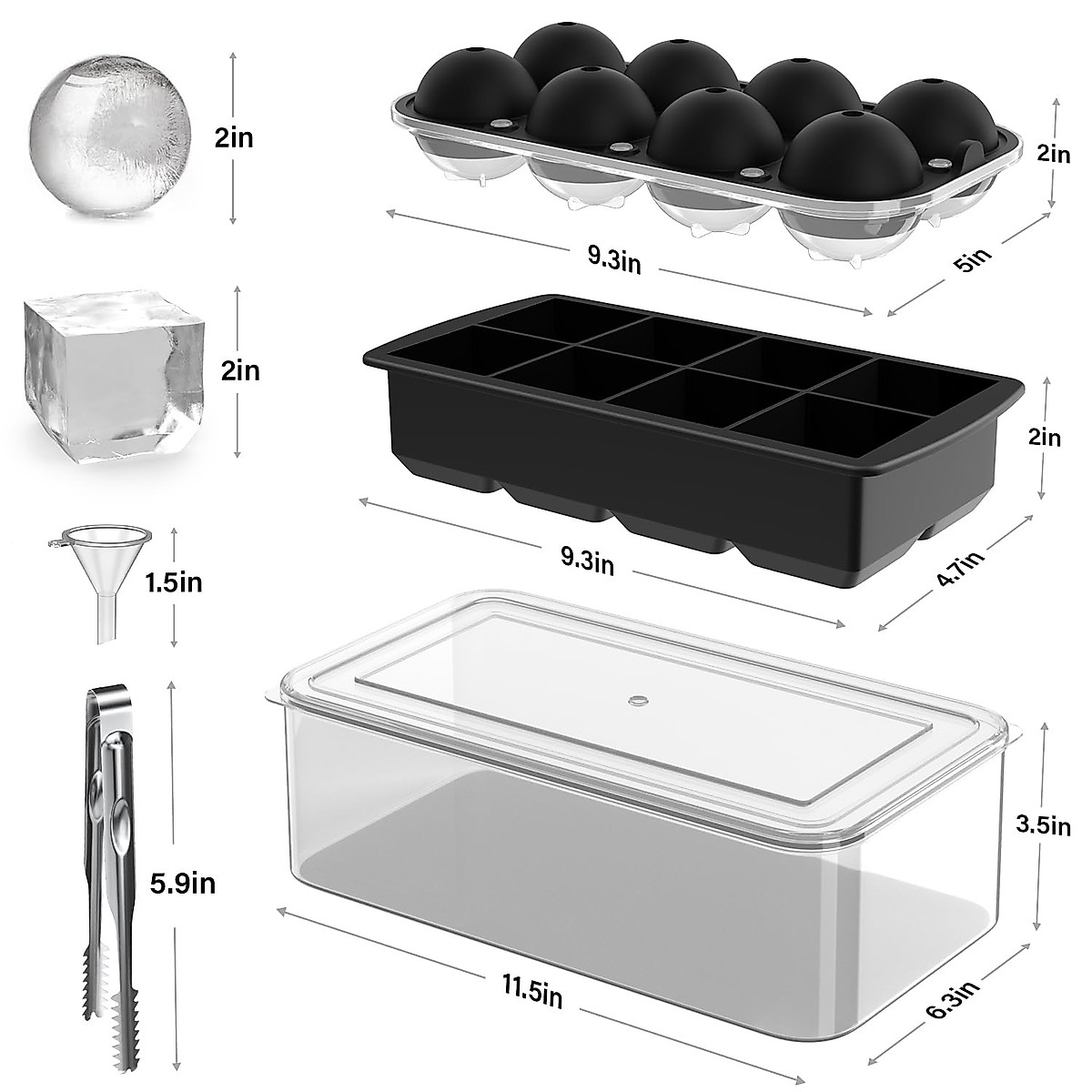 Large Ice Cube Tray for Whiskey: Ice Ball Maker for Cocktails - Large Ice Trays for Whisky Ice Sphere - Big Ice Cube Maker for Bourbon Square Ice