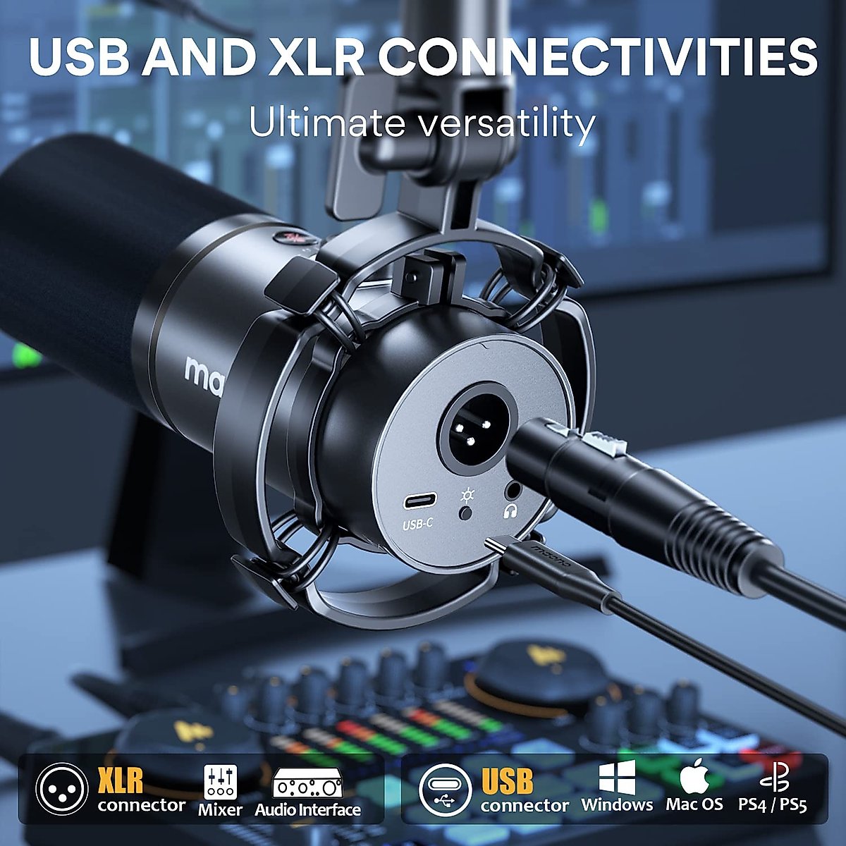 MAONO AU-A04 USB Microphone with PD200X Dynamic Microphone Bundle for Podcast, Studio, Streaming, Recording, Vocal