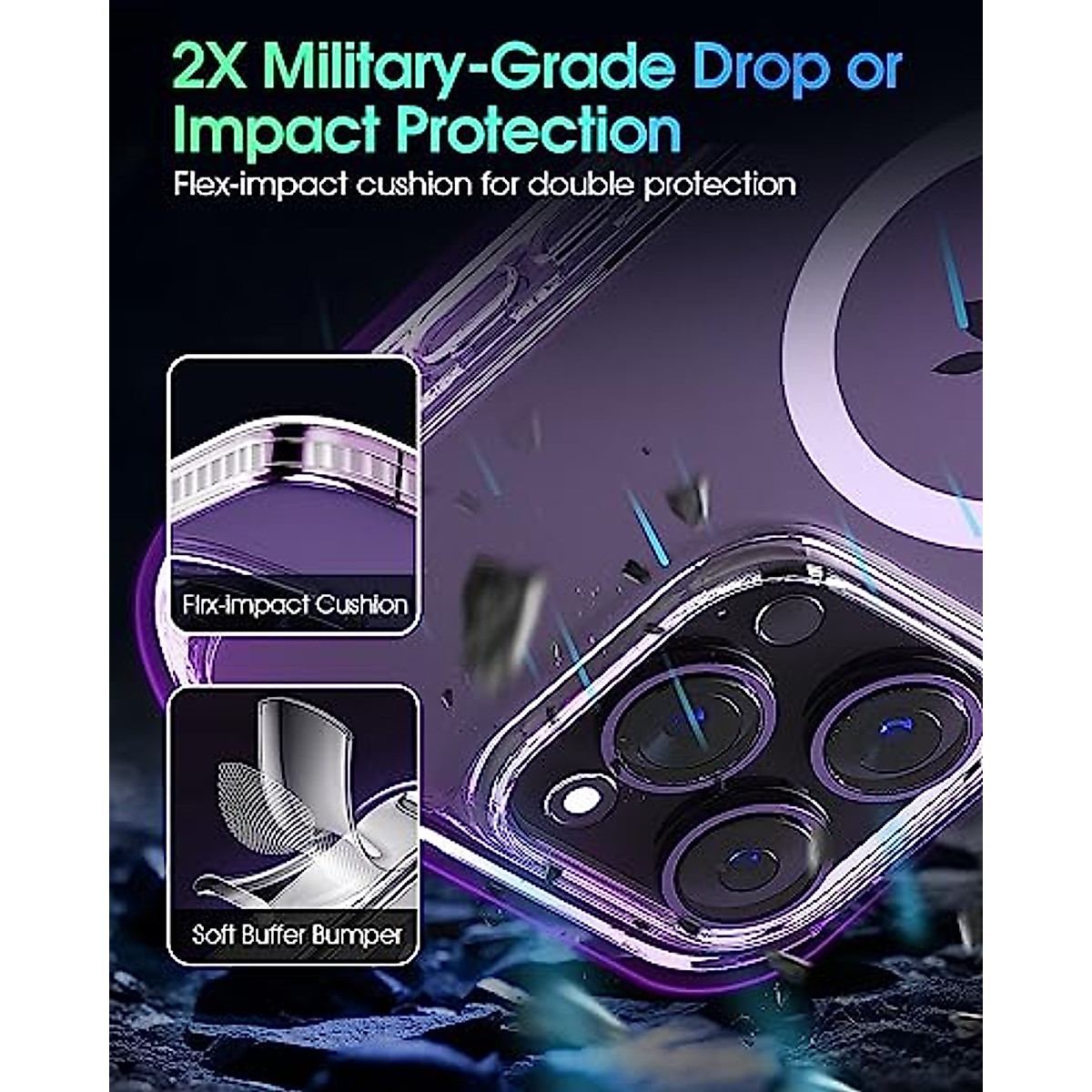 SCORPIFY iPhone 14 Pro Max Case for Magnetic Clear Design, [Non Yellowing] Phone Cover for Men Women, with Tempered Glass Screen+Camera Lens Protector, [Compatible with MagSafe] Slim Bumper, Clear