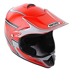 WOW Youth Kids Motocross BMX MX ATV Dirt Bike Helmet Spider Web Red