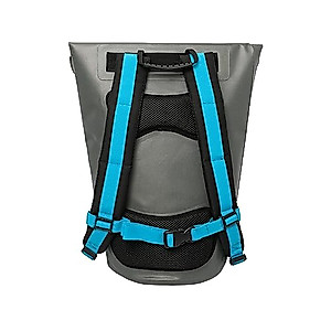 geckobrands Optixtreme Hydroner 20L Waterproof Dry Bag Backpack, Grey/Neon Blue - Lightweight Travel Bag with Phone Pouch