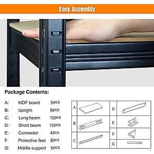 CIERRSSCVV 5-Tier Adjustable Cube Storage Shelf, Metal Shelves for Heavy Duty Storage, Garage Storage Shelves, Book Shelf Organizer for Bedroom, Bakers Racks for Kitchens
