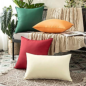 MIULEE Pack of 4 Decorative Outdoor Pillow Covers Square Cushion Cases PU Coating Waterproof Throw Pillowcase Shell for Living Room Couch Sofa Garden Tent Park 18x18 Inch Army Green