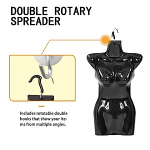 4PCS Female Male Mannequin Torso Dress Form Sewing Manikin 27 Inch 30 Inch Height Dress Model Mannequin Display Head Dress Mannequin Clothing Form Metal Hook (27inch, Black)