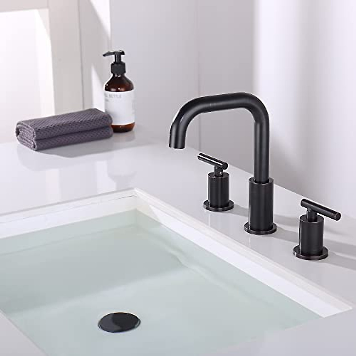Oil Rubbed Bronze Bathroom Faucet 3 Hole, 2 Handle Rubbed Bronze Widespread Bathroom Faucet with Sink Pop Up Drain and Faucet Supply Lines, ChiLDano Bronze Bathroom Faucet CH3166ORB
