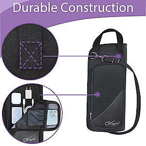 SNIGJAT Drumstick Bag with Crossbody Shoulder Strap, Large Capacity Mallet Bag with Anti-falling Pockets, Gifts for Drummers, Beginners in Band, Gig, Solid Drum Sticks Bag with Metal Hooks