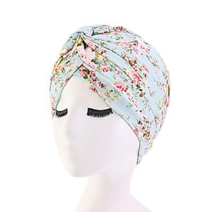 beauty YFJH Women's Cotton Turban Head Wrap Cancer Chemo Beanies Cap Headwear Cap Bonnet Hair Loss Hat (Leopard/Pink/Beige/Light Green)