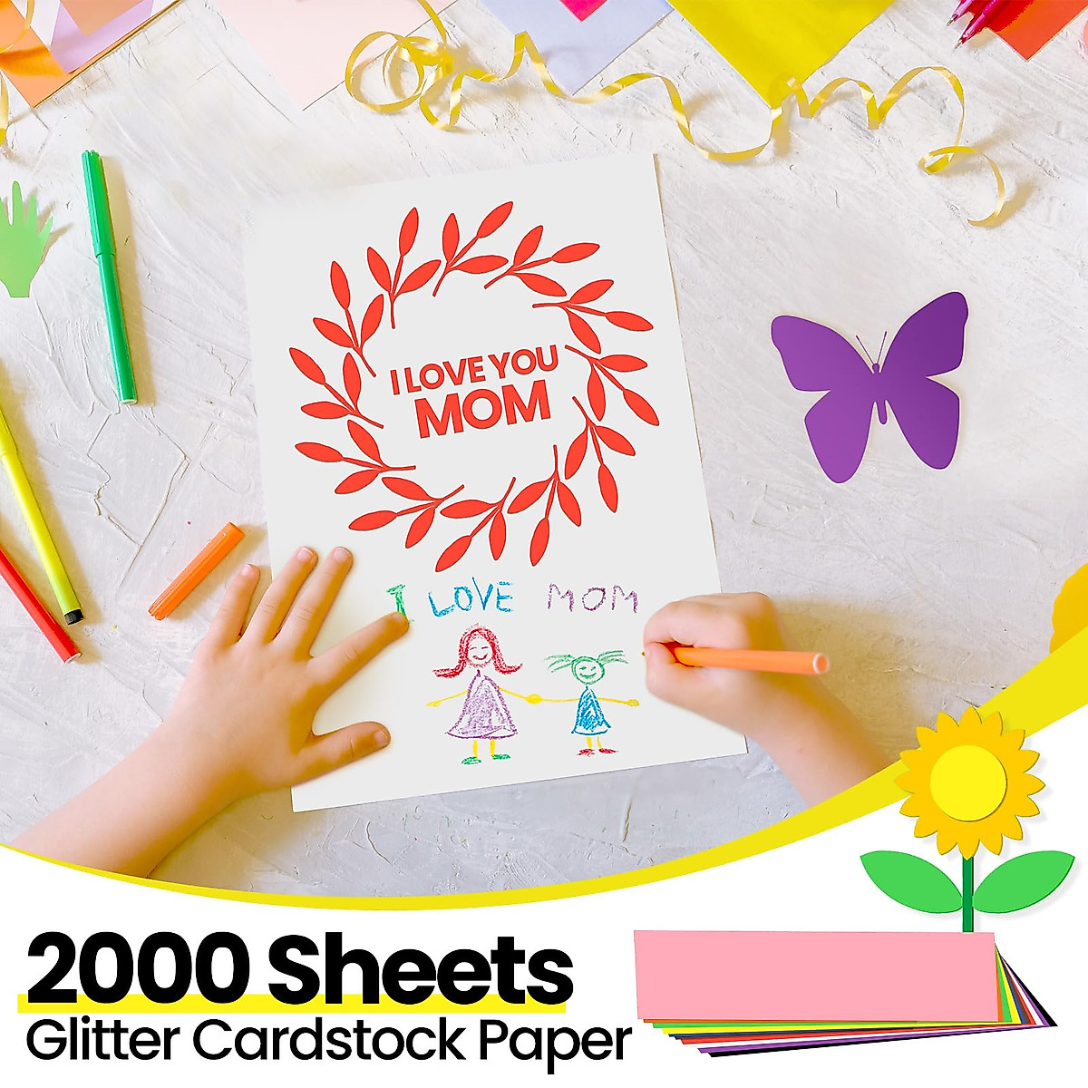 Fuutreo 2000 Pcs Construction Paper Bulk, 11.4'' x 7.9'' Lightweight School Art Supplies Colored Construction Paper for Kids Drawing, Classroom Decor, Office Printing, DIY Craft, 10 Colors