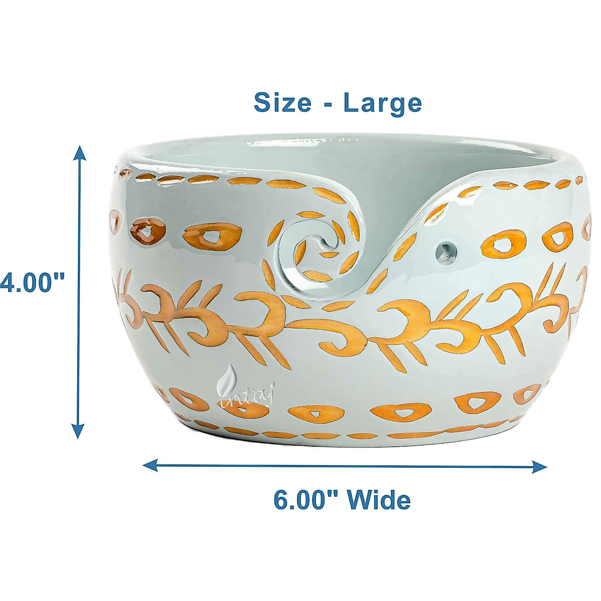 INTAJ Yarn Holder for Knitting and Crocheting, Wooden Yarn Bowl Handmade, Crochet Yarn Storage Organizer, Yarn Bowls for Crocheting and Knitting Bowl Accessories and Gifts