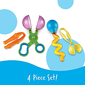 Learning Resources Helping Hands Fine Motor Tool Set Toy - 4 Pieces, Ages 3+ Fine Motor and Sensory Play Toys, Toddler Tweezers, Sensory Bin Toys