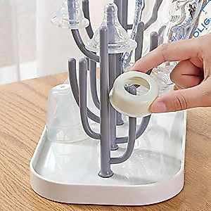 2Pcs Baby Bottle Drying Rack with Base, Creative Tree Branch Baby Bottle Dryer Holder for Bottles, Teats, Cups, Pump Parts and Accessories
