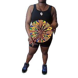 African Fabric Folding Fan/Church fan/Ankara fan/Leather fold fan/Wedding fan/Sport fan/Multicolor African fan/Pouch Included!