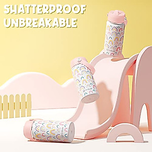 Kids Insulated Water Bottle - 14oz BPA-FREE 18/8 Stainless Steel Travel Tumbler Double Wall Vacuum Leak Proof Carton Kids Cup with Straw to Keep Hot/Cold Cute Metal Water Bottle for School Boys Girls