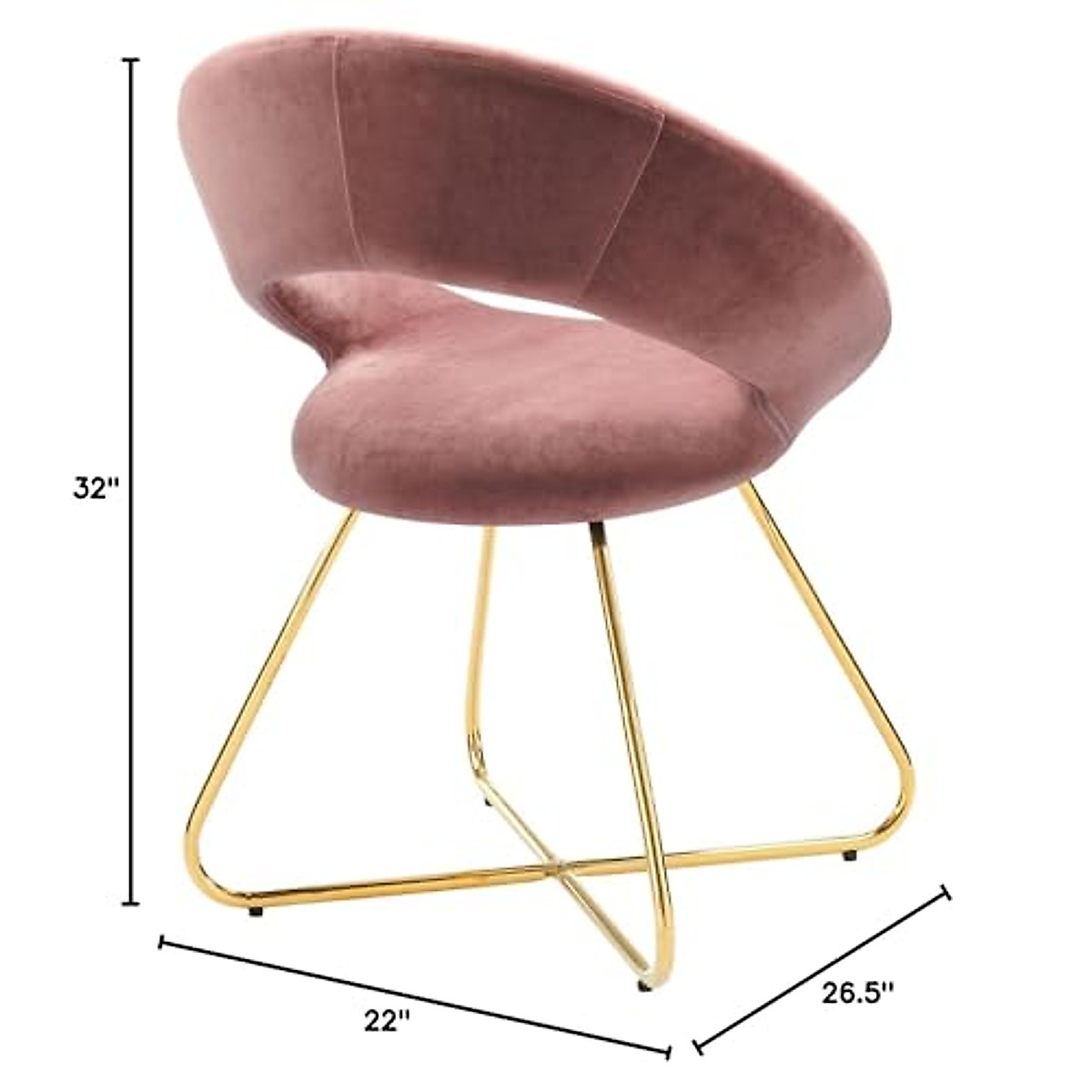 Modway Nouvelle Moday Performance Velvet Dining Chairs in Gold Dusty Rose-Set of 2