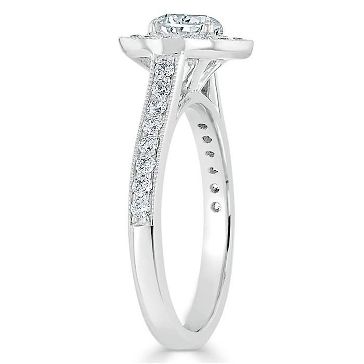 WSX Real Gold Halo Engagement Ring Heart Cut 1ct Lab Moissanite Rings for Women Wedding Promise Anniversary Ring