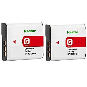 Kastar Battery (2-Pack) for Sony NP-BG1, NP-FG1, NP-FG1, BC-CSG, BC-CSGE work with Sony Cyber-shot DSC-H3 DSC-H7 DSC-H9 DSC-H10 DSC-H20 DSC-H50 DSC-H55 DSC-H70 DSC-H90 DSC-HX5V DSC-HX7V DSC-HX9V DSC-HX10V DSC-HX20V DSC-HX30V DSC-N1 DSC-N2 DSC-T20 DSC-T100