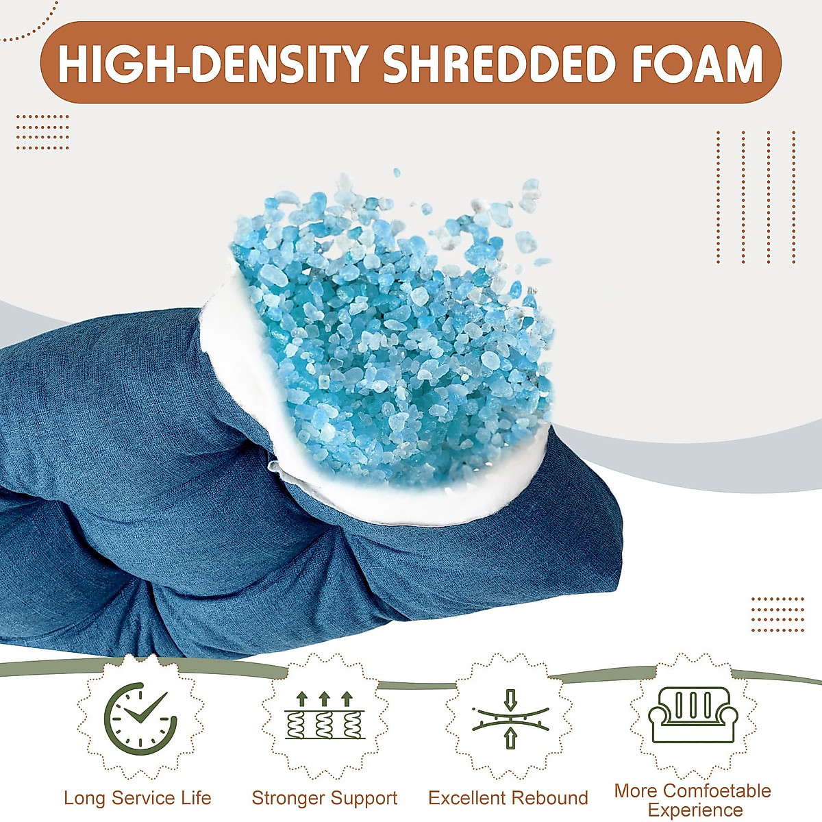 Drydiet 2 Pack Bench Cushions Non Slip Memory Foam Bench Cushion Water Resistant Outdoor Patio Bench Cushion Durable Thicken Bench Seat Pads 42x16x4 Inch Indoor Porch Wicker Sofa Swing Cushion(Blue)