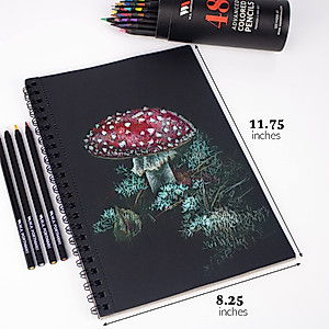 WA Portman Black Paper Sketchbook - A4 (8.3" x 11.7") Black Drawing Paper - 60 Pages (30 Sheets) Journal - Sketchbook Notebook for Gel Pens