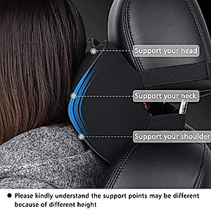 Aukee Memory Foam Car Neck Pillow Soft Leather Headrest for Driving Home Office Black (1PC)