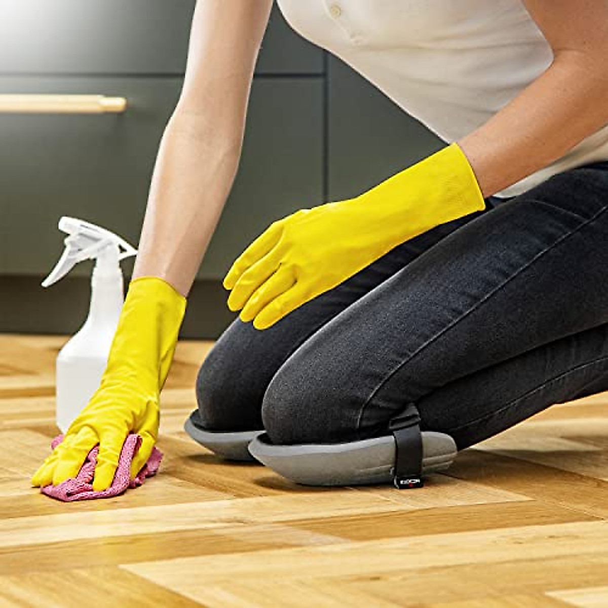 NoCry Home & Gardening Knee Pads for Women and Men - Lightweight Waterproof EVA Foam Cushion, Soft Inner Liner, and Easy Fit with Adjustable Hook'n'Loop Straps, Garden Kneeling Pads for Work, Grey