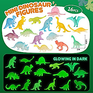 Dinosaur Birthday Party Supplies for 12 Kids, Dino Gift Bags Party Favors with Dinosaur Eggs That Hatch, mini dinosaur figures grown in dark , Slap Bracelets, Rubber Rings and Tattoos Stickers for dino themed party Gifts, Goodie treat Bags Fillers
