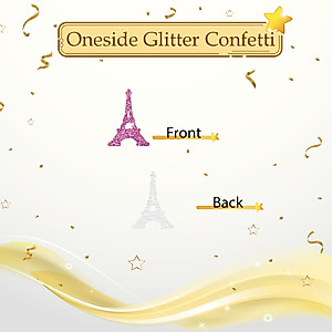 100pcs Eiffel Tower Confetti, Black&Pink Glitter Paris Party Table Confetti, Paris French Theme Party Paper Scatters, Baby Shower/Bridal Shower Party Table Decoration