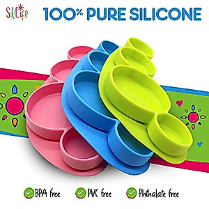 SiliLife Silicone Baby Plate Toddler Plate Baby Dish Toddler Dish 100% Dishwasher & Microwave Safe