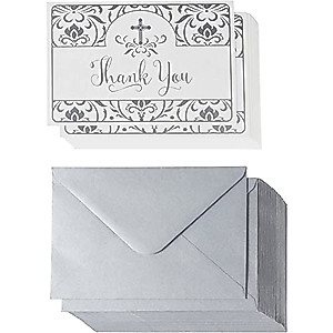 Thank You Postcard Set with Envelopes, Religious Greeting Cards, Floral Design (48 Pack)