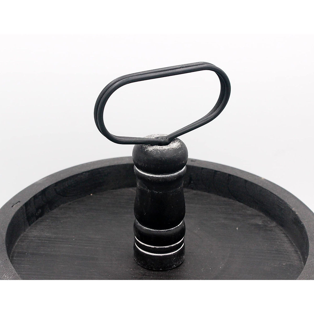 Rustic Decorative Two Tiered Tray,Farmhouse 2-Tier Serving Tray with Metal Handle (Rustic Black)