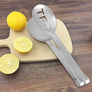 Gavigain Tea Bag Squeezer,Mini Stainless Steel Round Teabag Tongs Silver Tea Bag Strainer Clip Tea Bag Holder for Gripping Ice and Loose Tea Loose Leaf