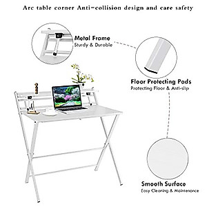 NDGDGA Gaming Desk, Writing Computer Desk, Home Office Writing Table, Folding Laptop Table for Home Study Office, Notebook Desk Desktop, Gamer Workstation (White, 31.5 x 19.7 x 28.5 inches)