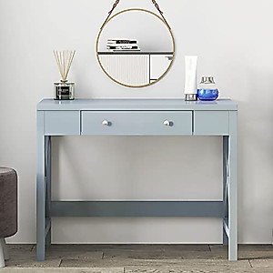 sogesfurniture 39.4inches Computer Desk with Drawer, Makeup Vanity Table, Writing Study Desk with Drawers, for Home Office, Dressing Table, Gray