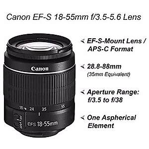 Canon Intl. EOS 2000D (Rebel T7) DSLR Camera wCanon EF-S 18-55mm F3.5-5.6 III Lens and Sunshine Photo Professional Accessories Bundle... (Renewed)