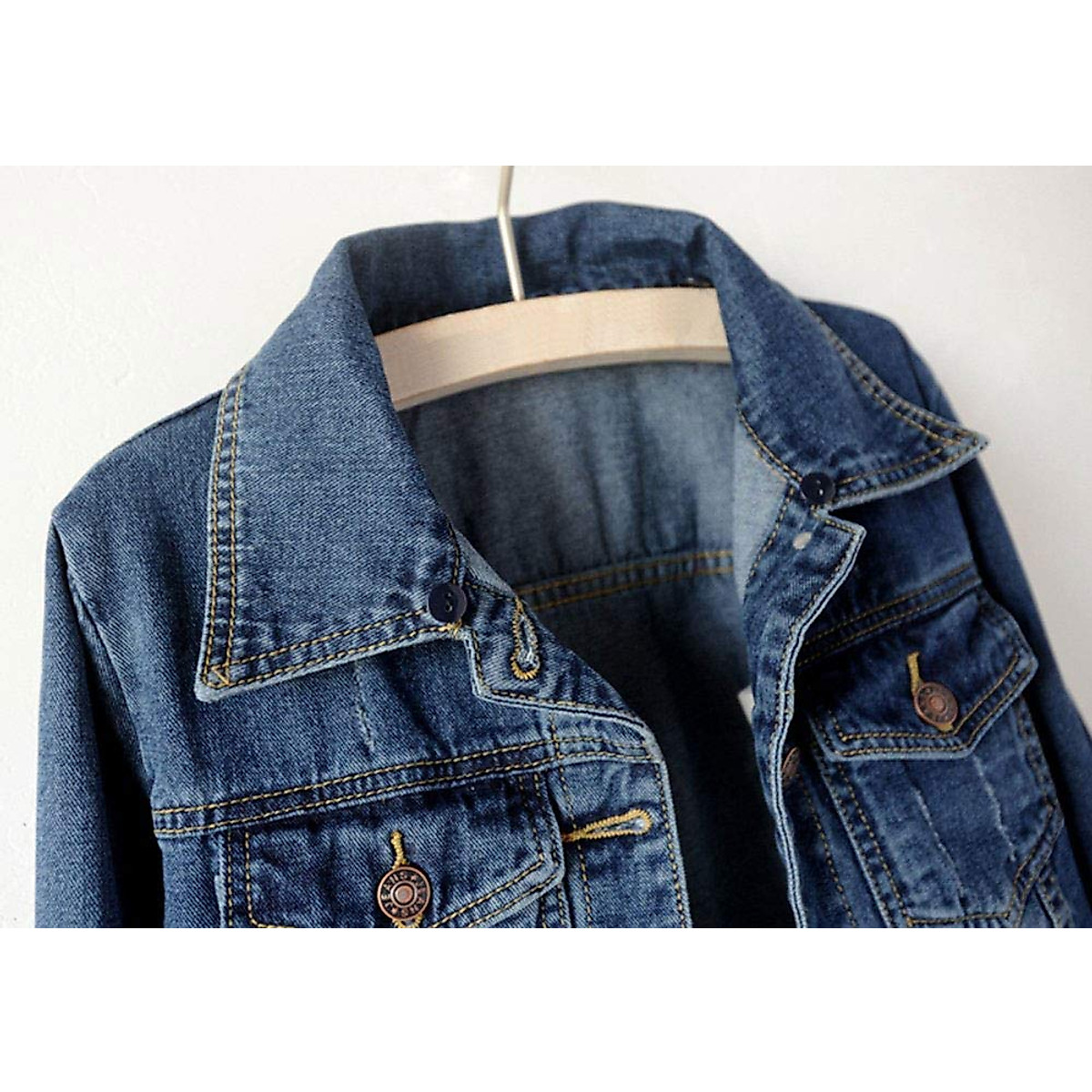 LifeShe Women's Casual Detachable Hoodie Denim Jacket