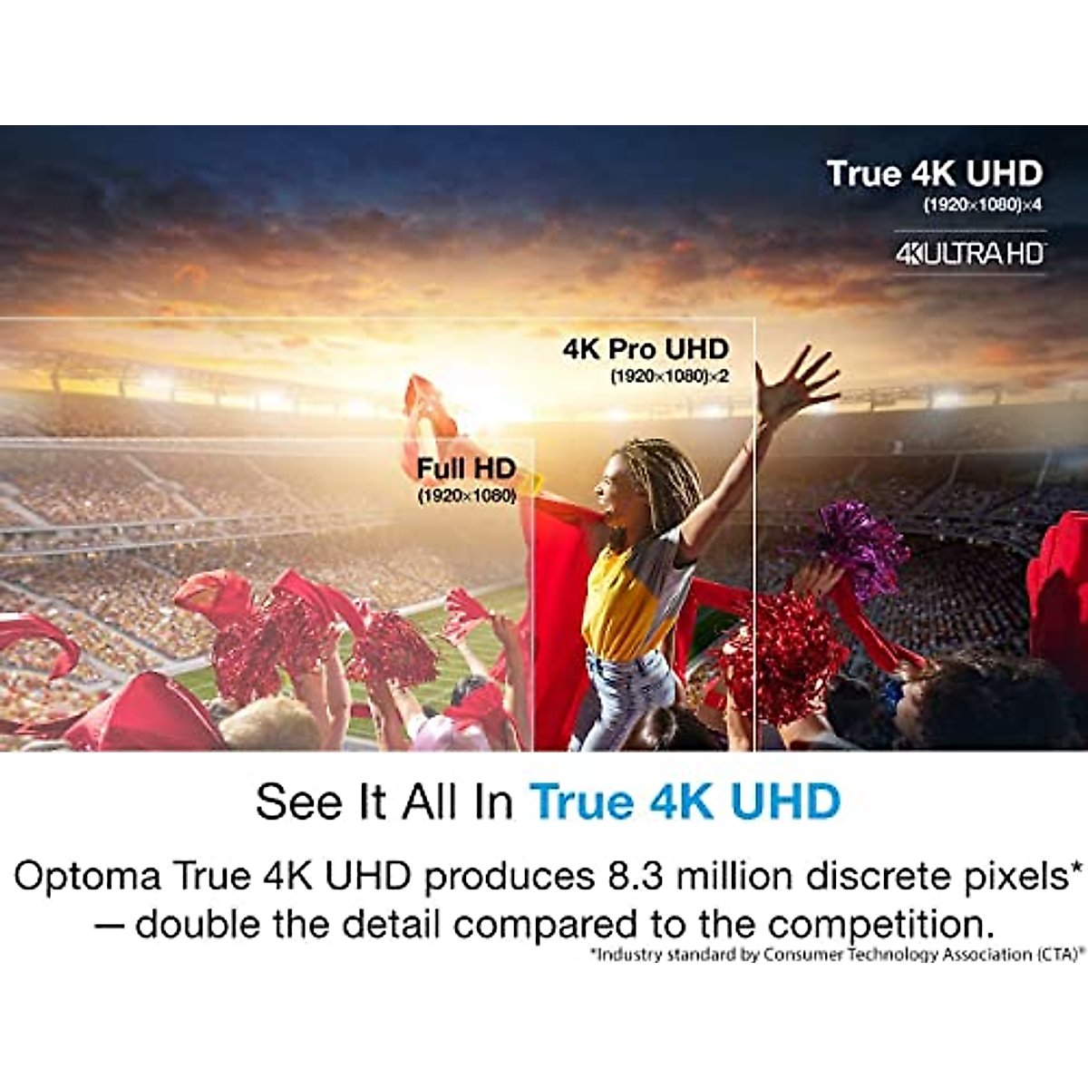 Optoma UHD38x Bright, True 4K UHD Gaming Projector | 4000 Lumens | 4.2ms Response Time at 1080p with Enhanced Gaming Mode | Lowest Input Lag on 4K Projector | 240Hz Refresh Rate | HDR10 & HLG