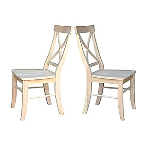International Concepts Pair of X-Back Dining Chairs, Unfinished Wood