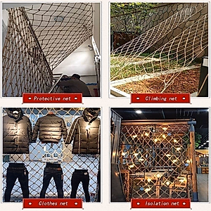 Hynet Hemp Grid Safety Net, Indoor Ceiling Decorative Net Kids Climbing Net Children Swing Rope Netting Stair Anti Falling Net Pets Cargo Trailer Hammock (Size : 1 * 2m(3 * 7ft))