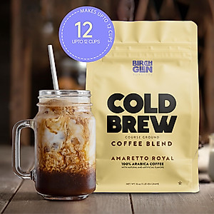 Birch Glen Roasters Cold Brew Coffee | Flavored Coarse Ground Coffee | Medium Roast | Artisanal Roasting | 100% Arabica |1 LB Bag | S'mores