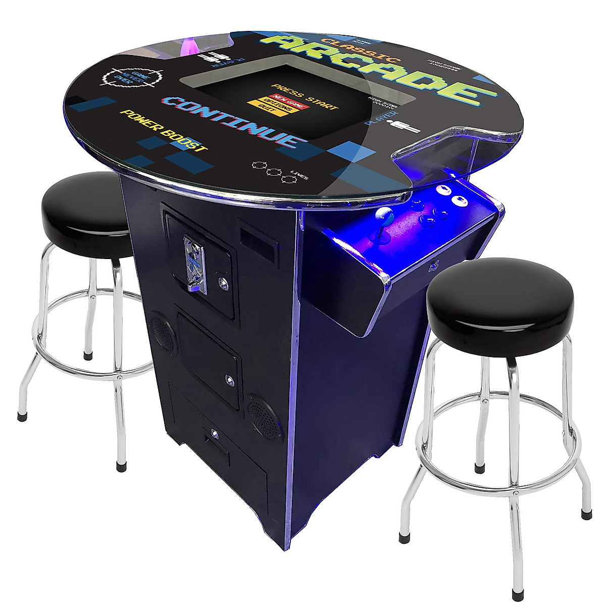 Creative Arcades Full Size Commercial Grade Pub Arcade Machine | 2 Player | 60 Games | 22" LCD Screen | Round Glass Top | 2 Sanwa Joysticks | 2 Stools Included | 3 Year Warranty