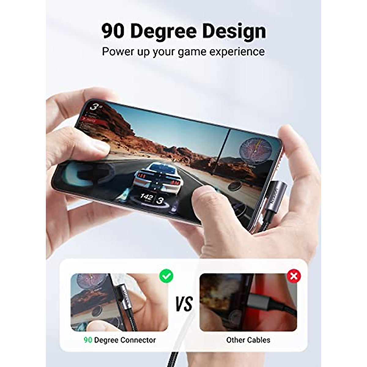 UGREEN 60W USB C to USB C Cable 2-Pack Right Angle USB C Charging Cable Compatible with Samsung Galaxy S23/S22/Z Fold 4, Pixel 7, Fire 7, MacBook Pro/Air, iPad Pro/Mini 6/Air 5 etc. 6.6FT