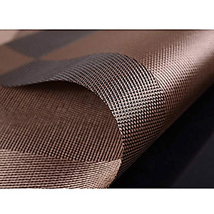 Placemats with Table Runner Sets Place Mats, Woven Crossweave Placemat Vinyl Kitchen Tablemat, Washable PVC Table Mats for Dining Table, Parties, Farmhouse, Thanksgiving, Christmas & Gathering (Brown)