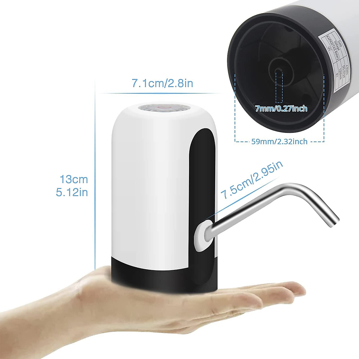 Electric Water Dispenser, Automatic Water Dispenser, Water Dispenser for 5 Gallon Bottle, USB Charging 3-5 Gallon Water Bottle Switch for Camping, Kitchen, Workshop, Garage