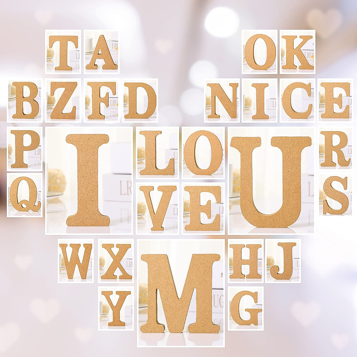 4 Inch DIY Wooden Letters for Crafts Easter Alphabet Letters for Table Decoration Paintable Decorative Letters Standing Letters Slices Sign Board Decoration for Craft Home Party Projects (S Style)
