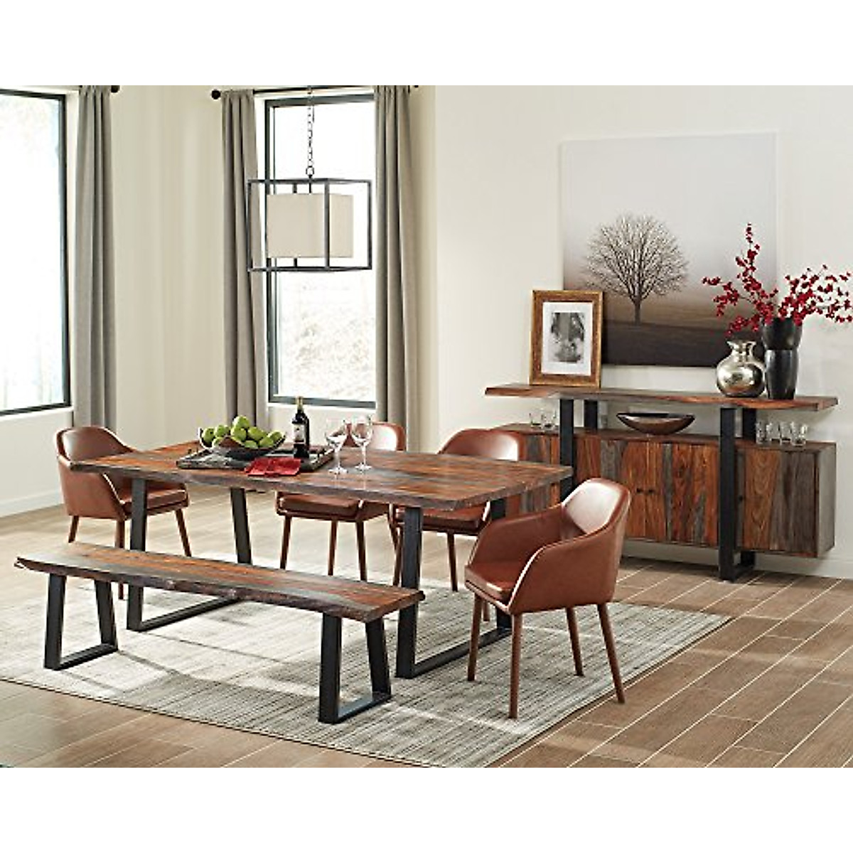 Jamestown Live Edge Dining Bench Grey and Black